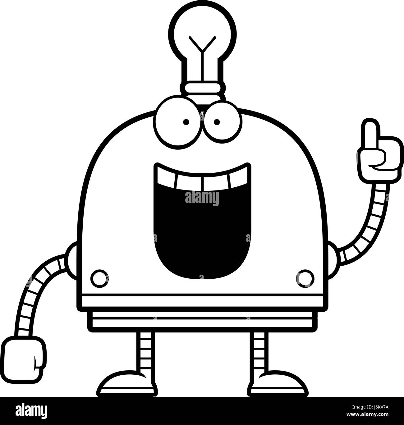 A cartoon illustration of a little robot with an idea Stock Vector ...