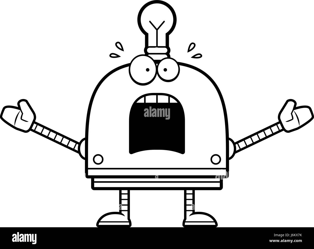 A cartoon illustration of a little robot looking scared Stock Vector ...