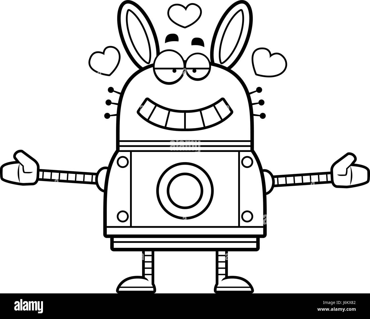 A cartoon illustration of a robot rabbit ready to give a hug Stock ...