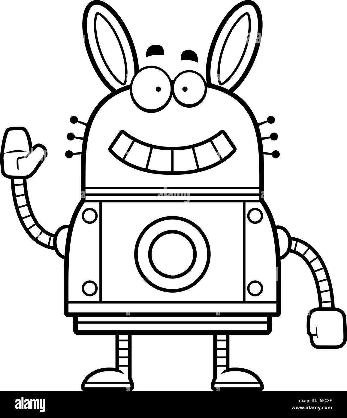 A cartoon illustration of a robot rabbit smiling and waving Stock ...