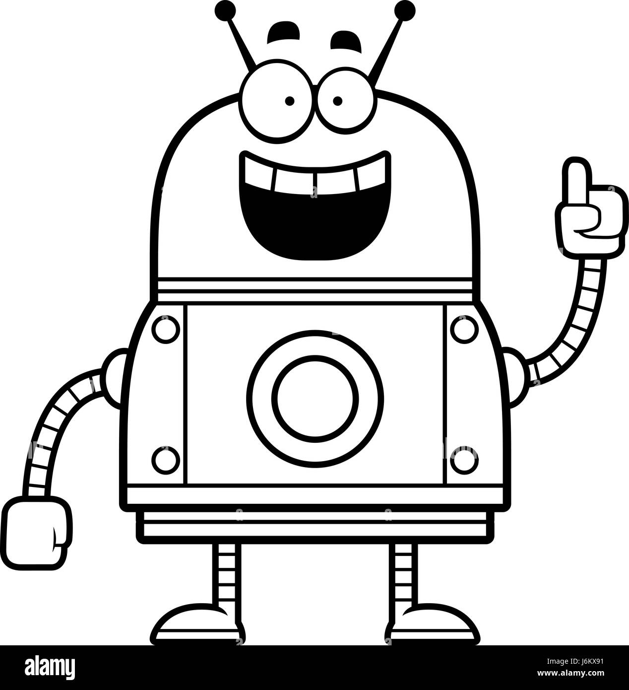 A cartoon illustration of a red robot with an idea Stock Vector Image ...