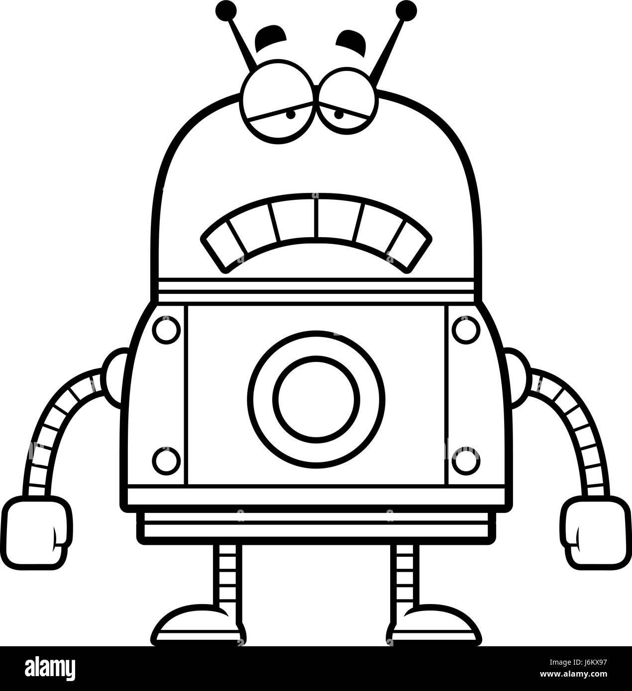 A cartoon illustration of a red robot looking sad Stock Vector Image ...