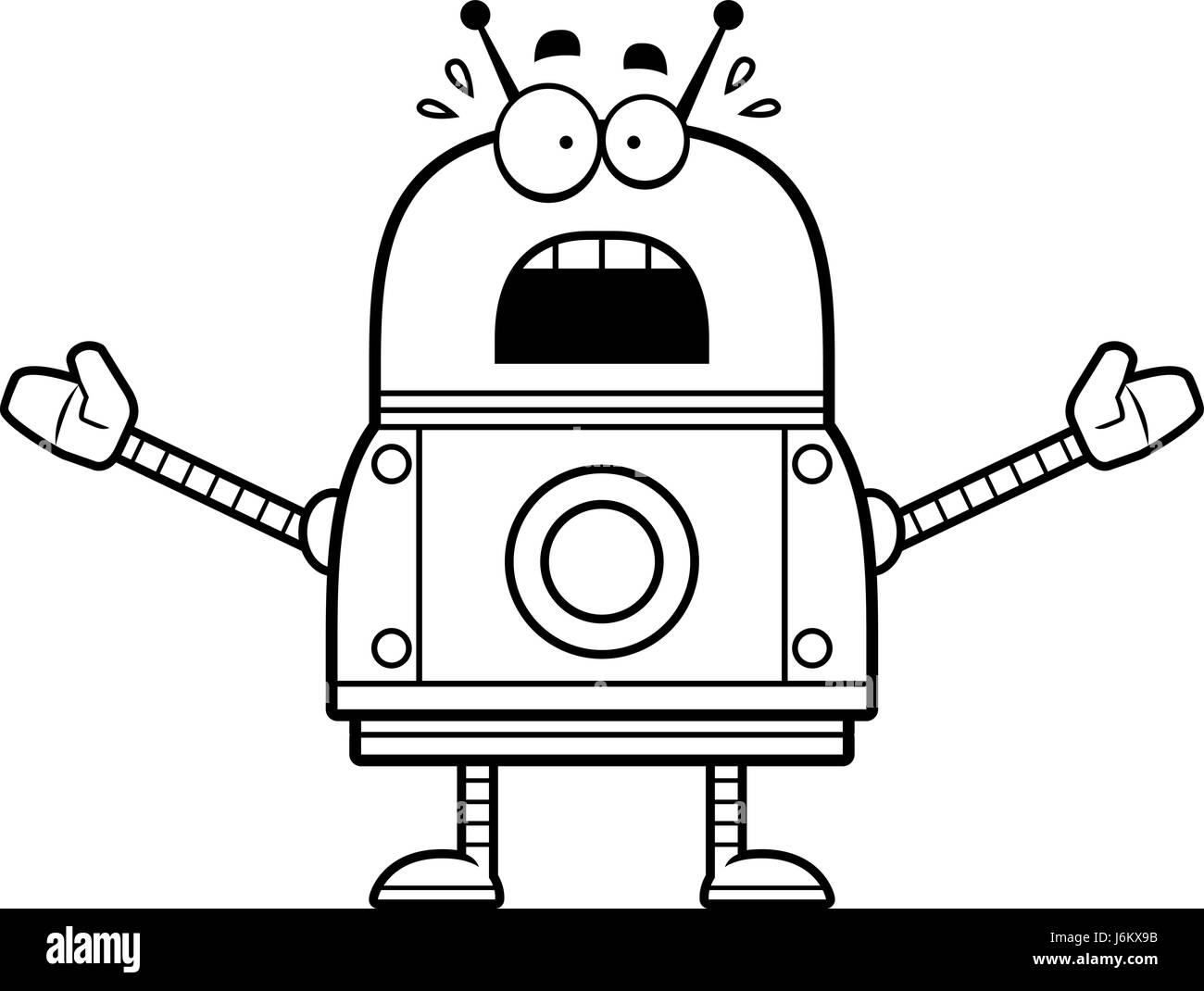 A cartoon illustration of a red robot looking scared Stock Vector Image ...