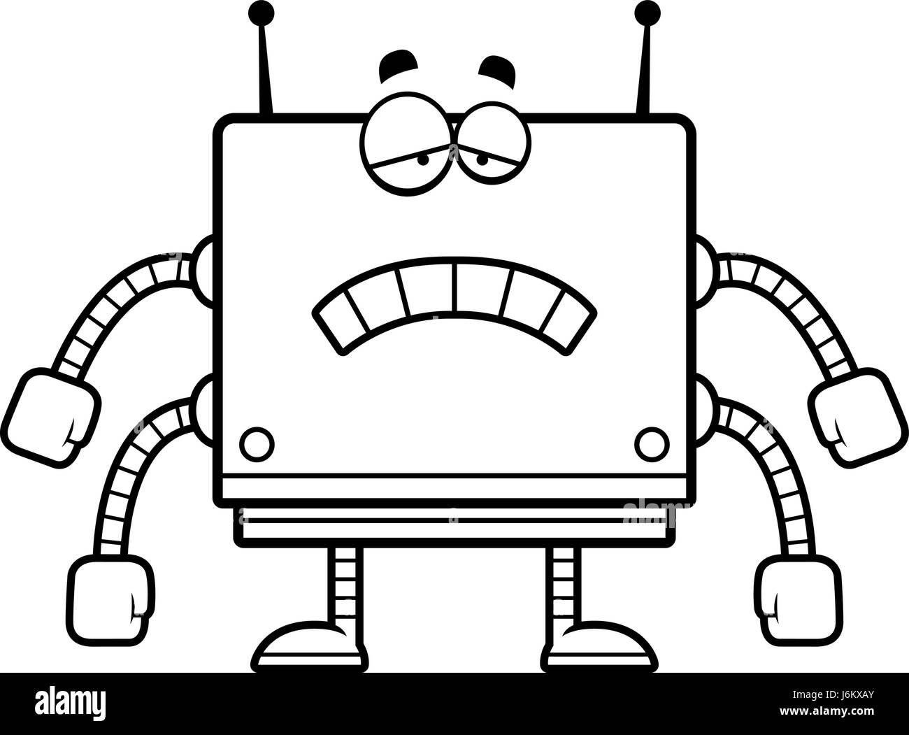 A cartoon illustration of a square robot looking sad Stock Vector Image ...