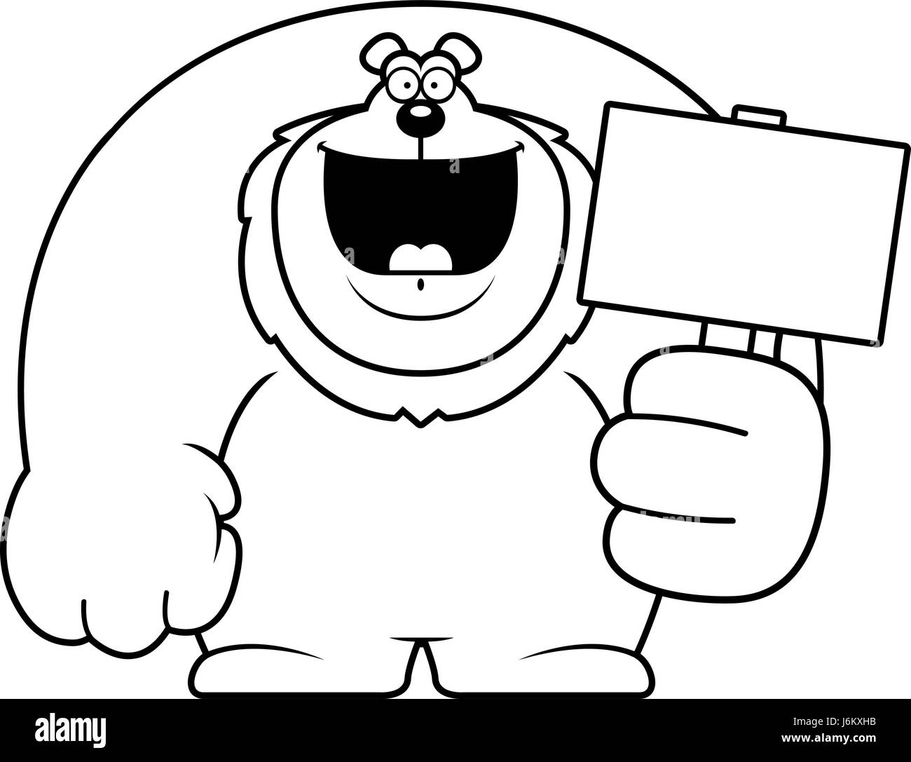 A cartoon illustration of a lion holding a sign Stock Vector Image ...