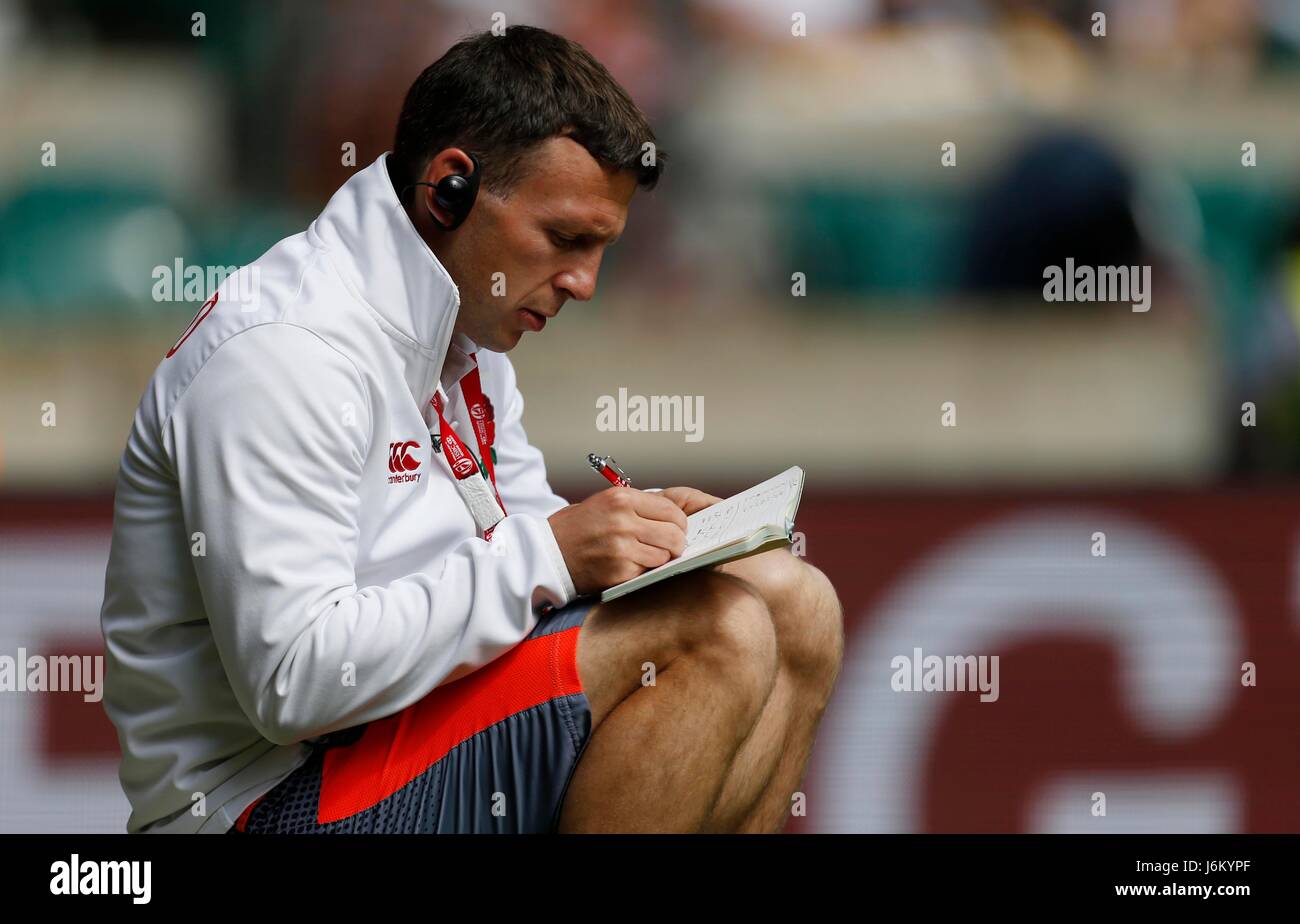 England Sevens Head Coach Simon Amor during day two of the HSBC London ...