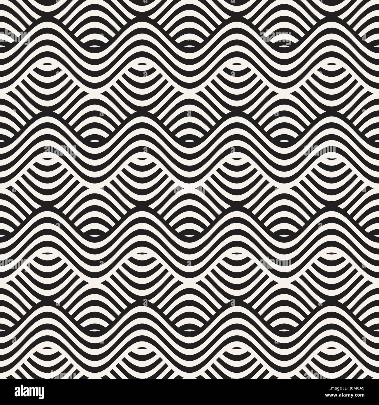 Abstract geometric pattern with wavy lines. Interlacing rounded stripes ...