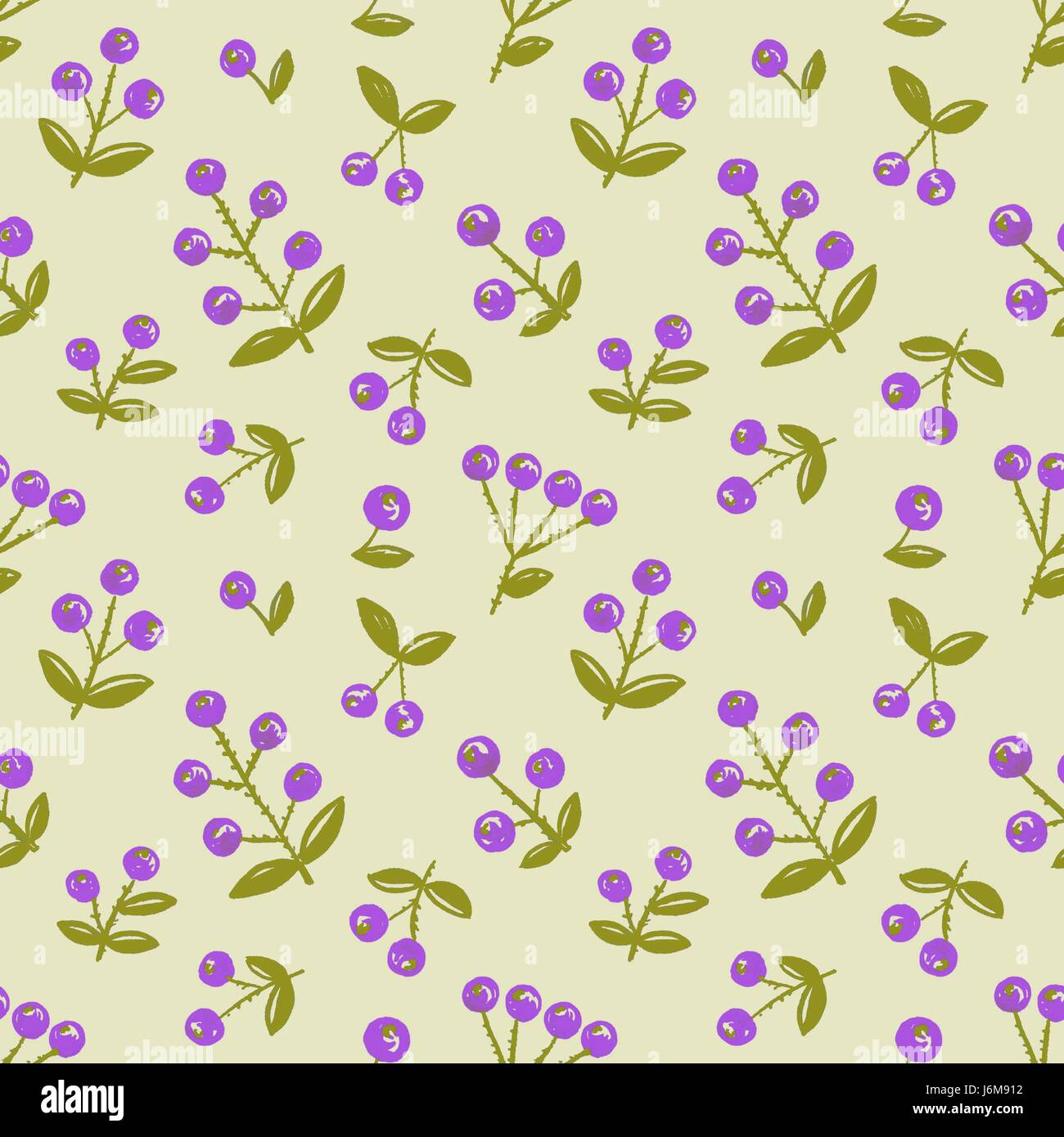 Seamless hand-drawn berry background Stock Photo - Alamy