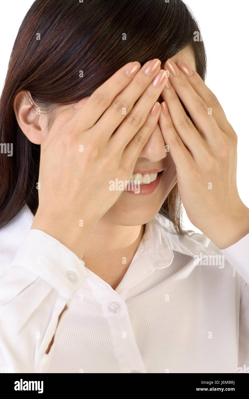 woman closeup face look glancing see view looking peeking looking at ...