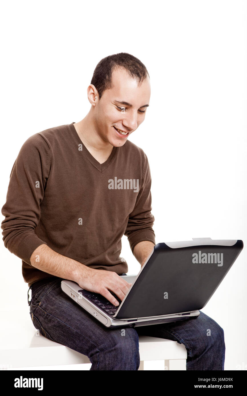 laptop notebook computers computer student working young younger man ...