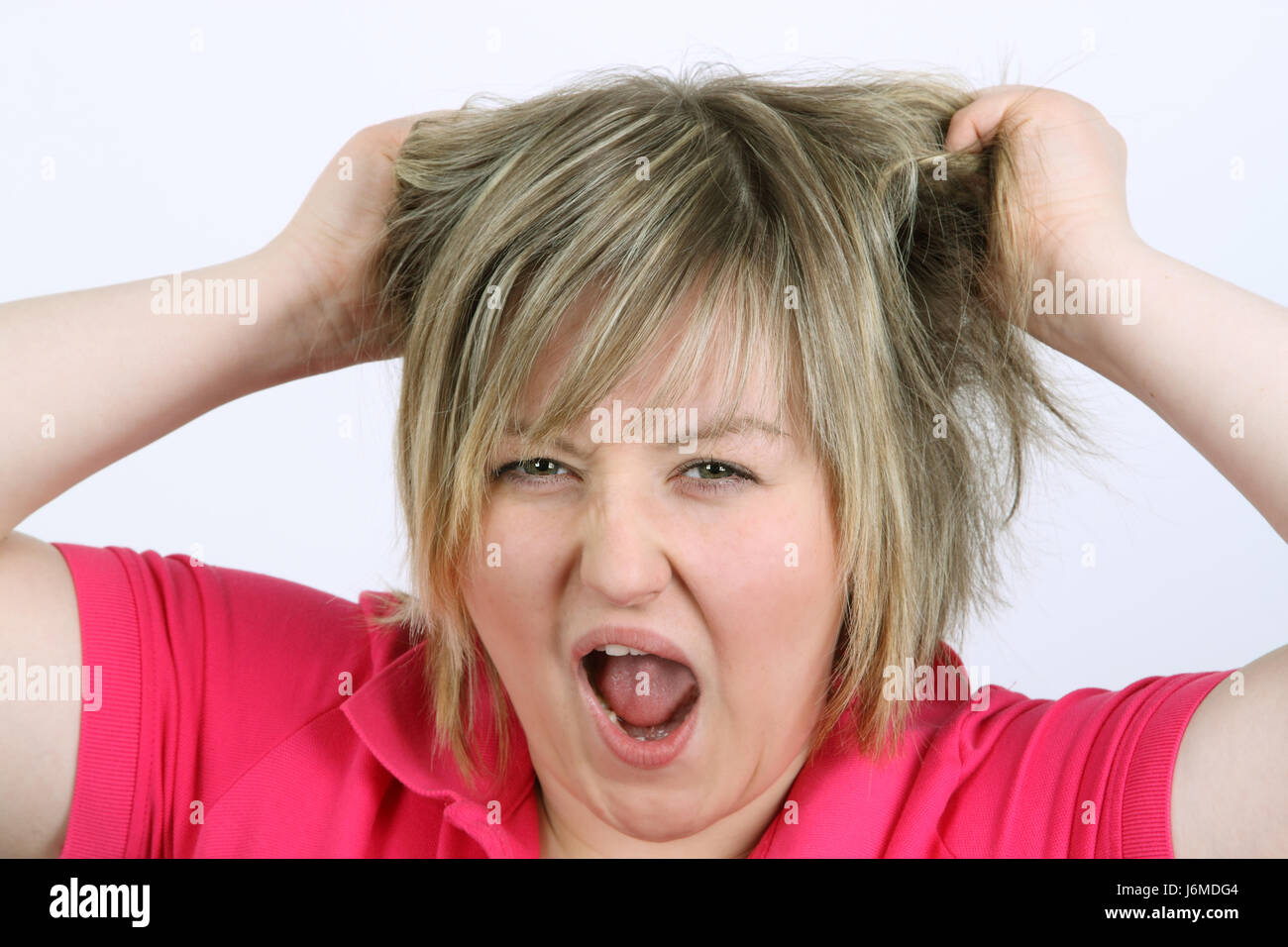 emotional rage print raving furious angry irately emotion stress woman ...