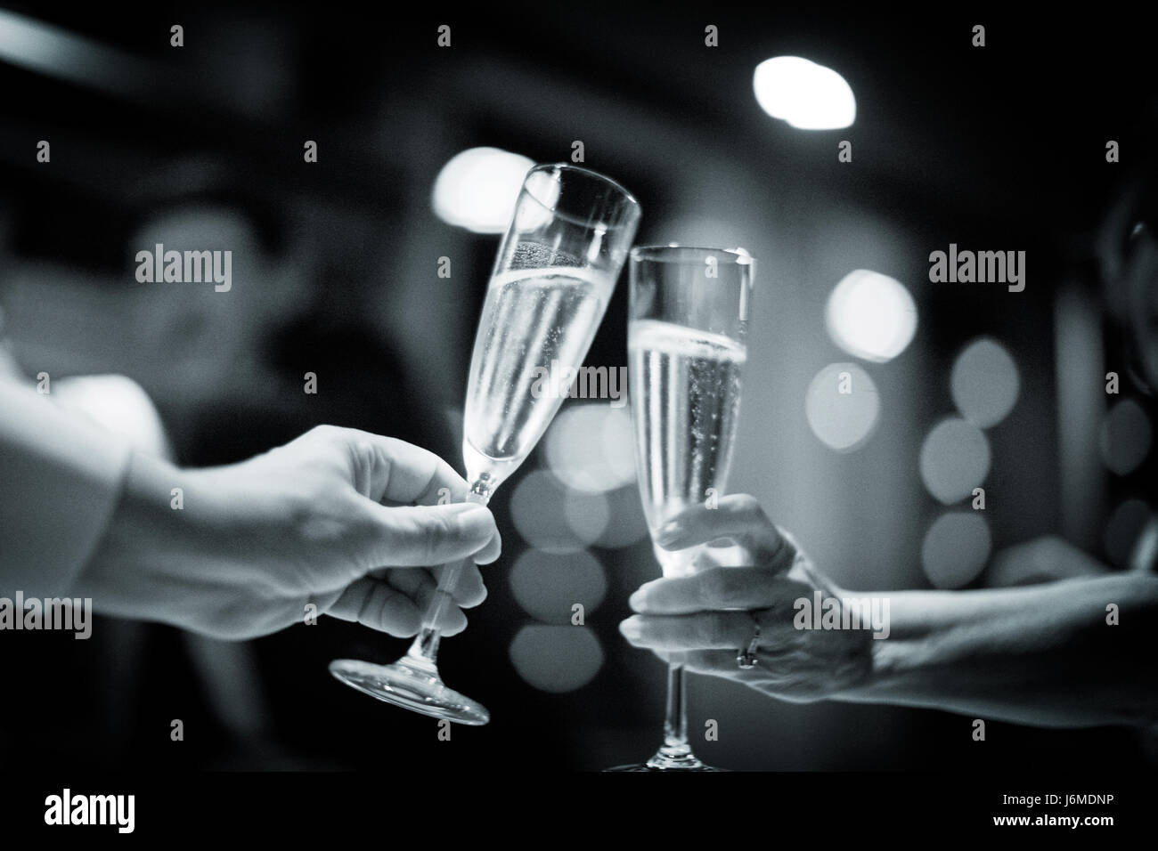 VIP wedding party evening marriage drinks reception with champagne ...