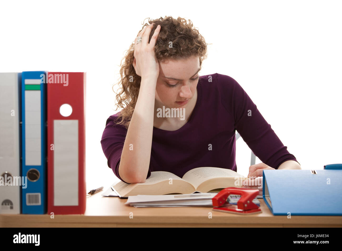 office desk lie lying lies entice file records book curls woman career ...