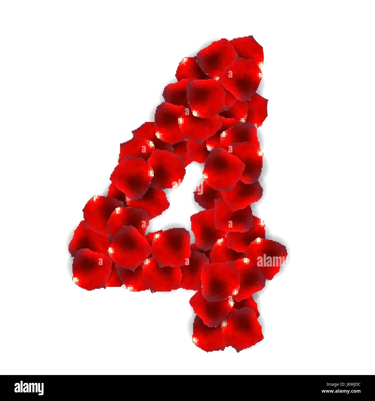 Rose Petals Realistic Number Vector Illustration Stock Vector Image ...
