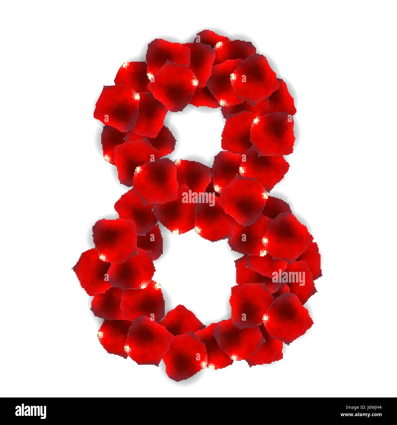 Rose Petals Realistic Number Vector Illustration Stock Vector Image ...