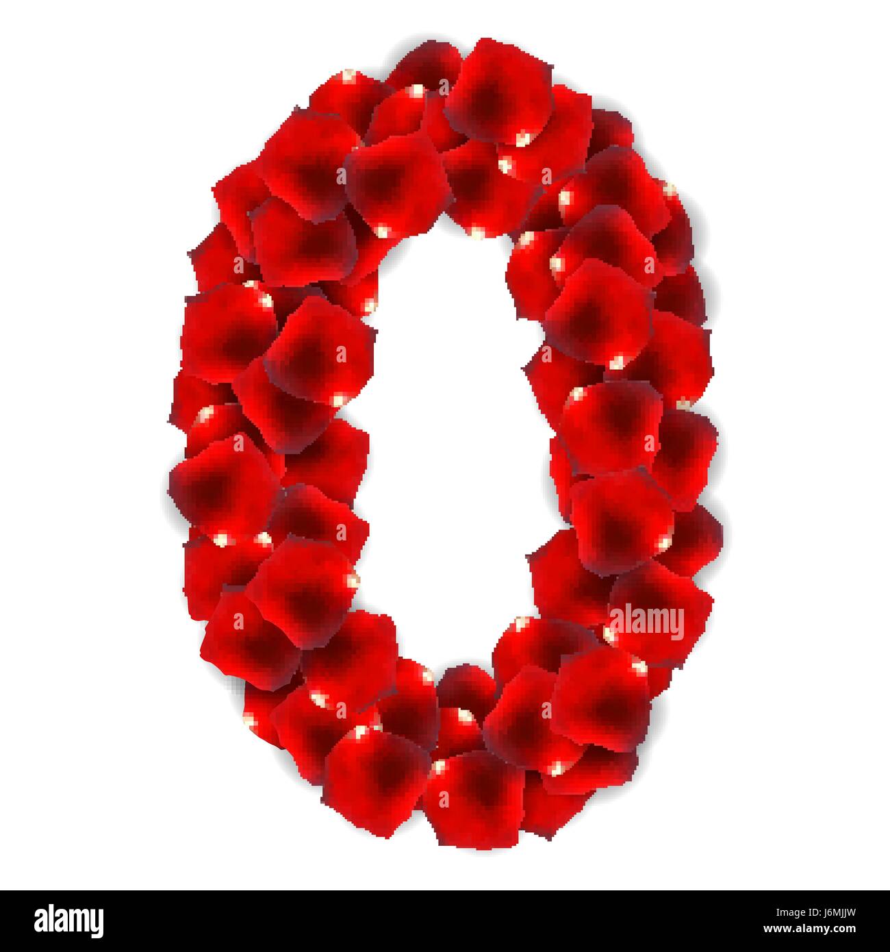 Rose Petals Realistic Number Vector Illustration Stock Vector Image ...