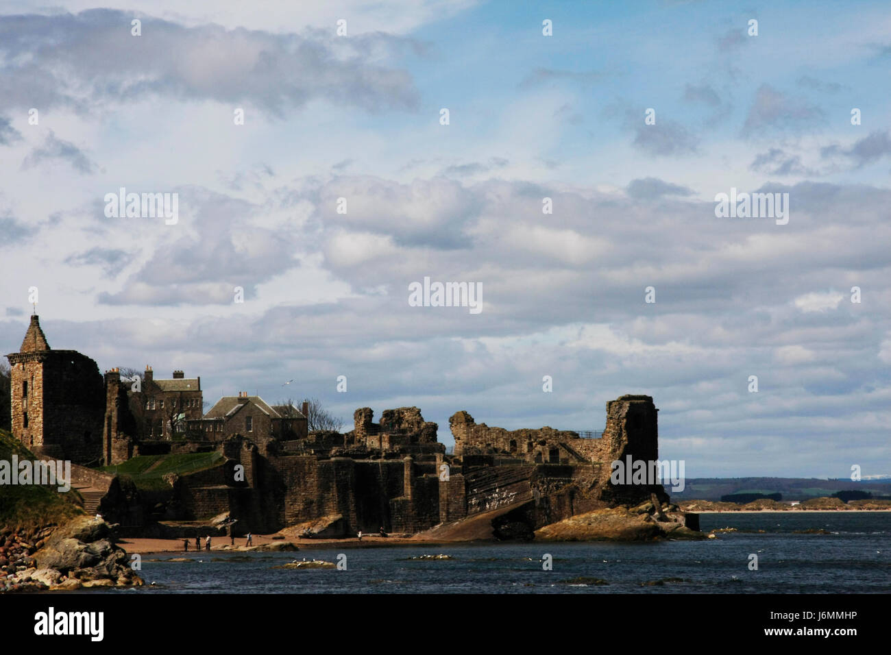 ruins scotland castle ancient fife salt water sea ocean water chateau ...