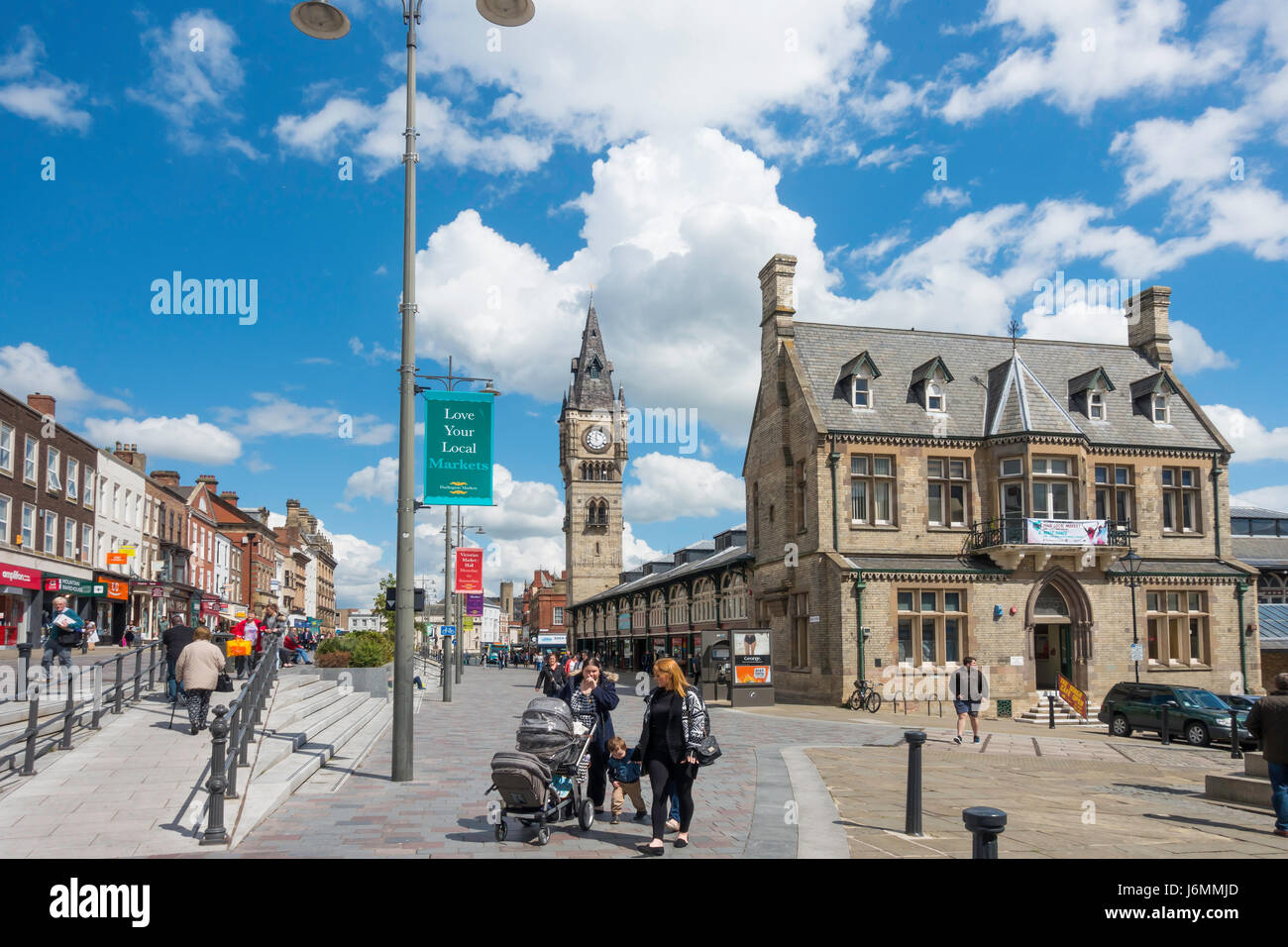Victorian covered market and Clock Tower West Row Darlington Co. Durham ...