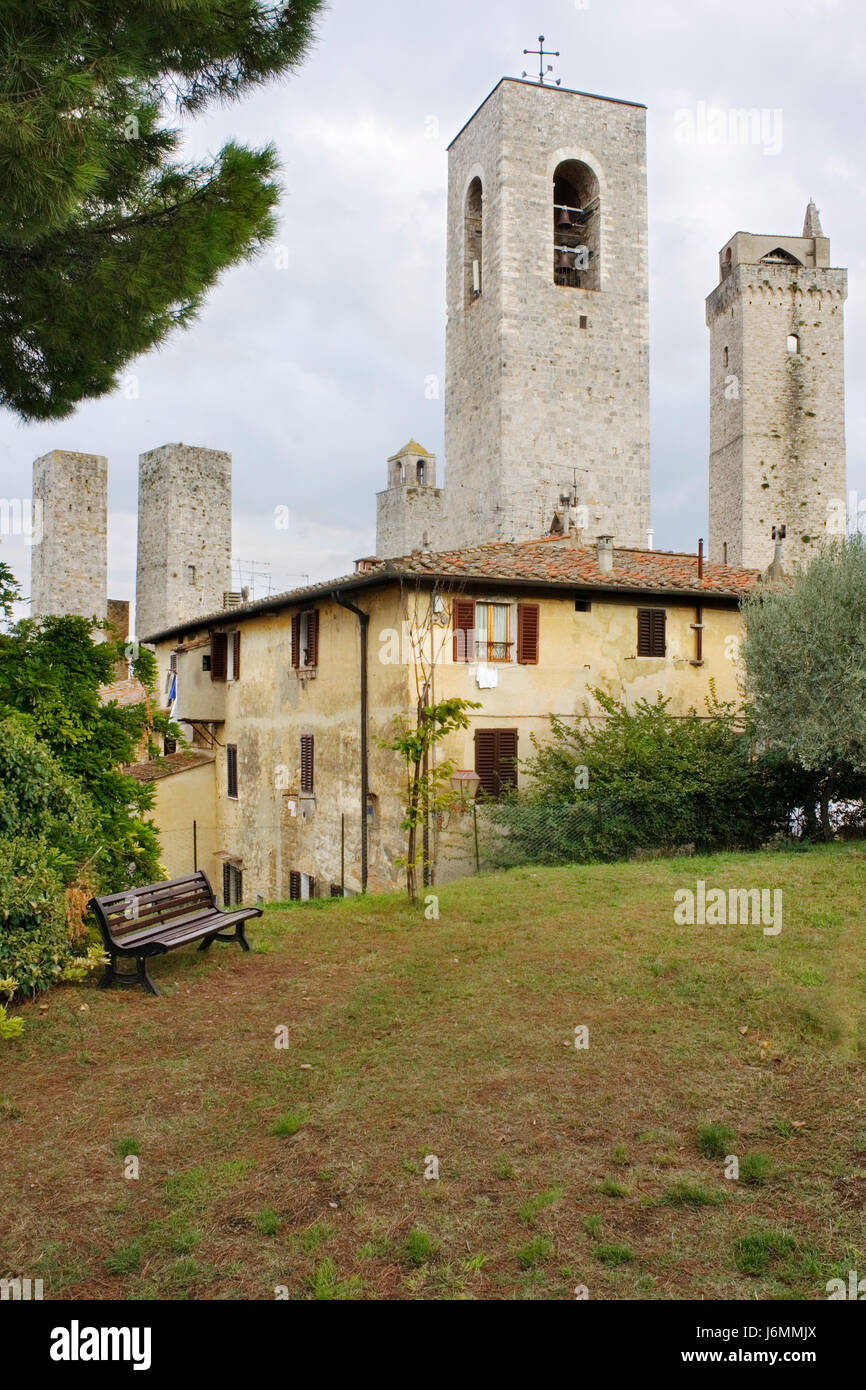 europe tuscany toscana italy blue house building tower travel ...