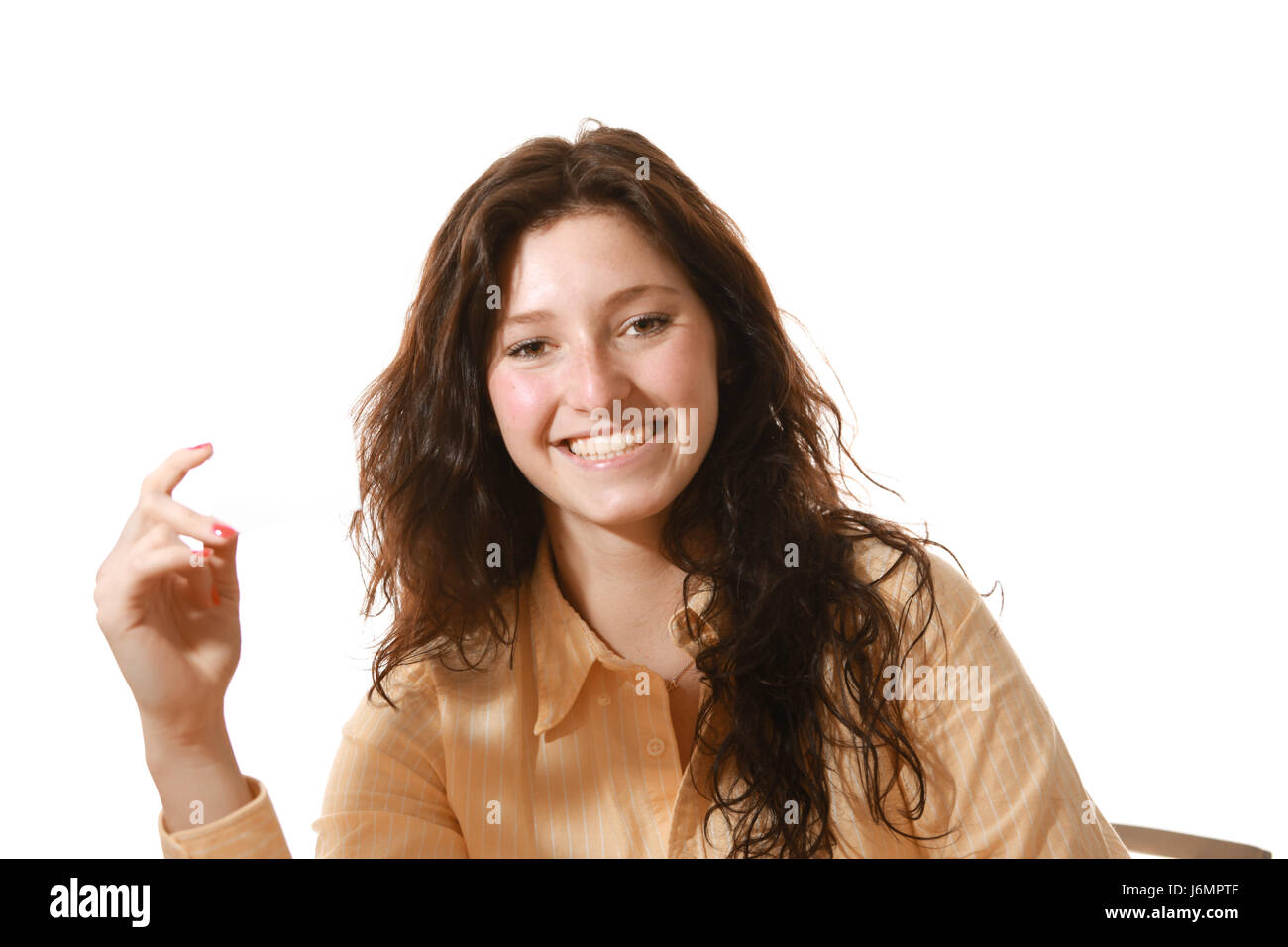 woman present indicate show card visiting card shield woman hand hands ...