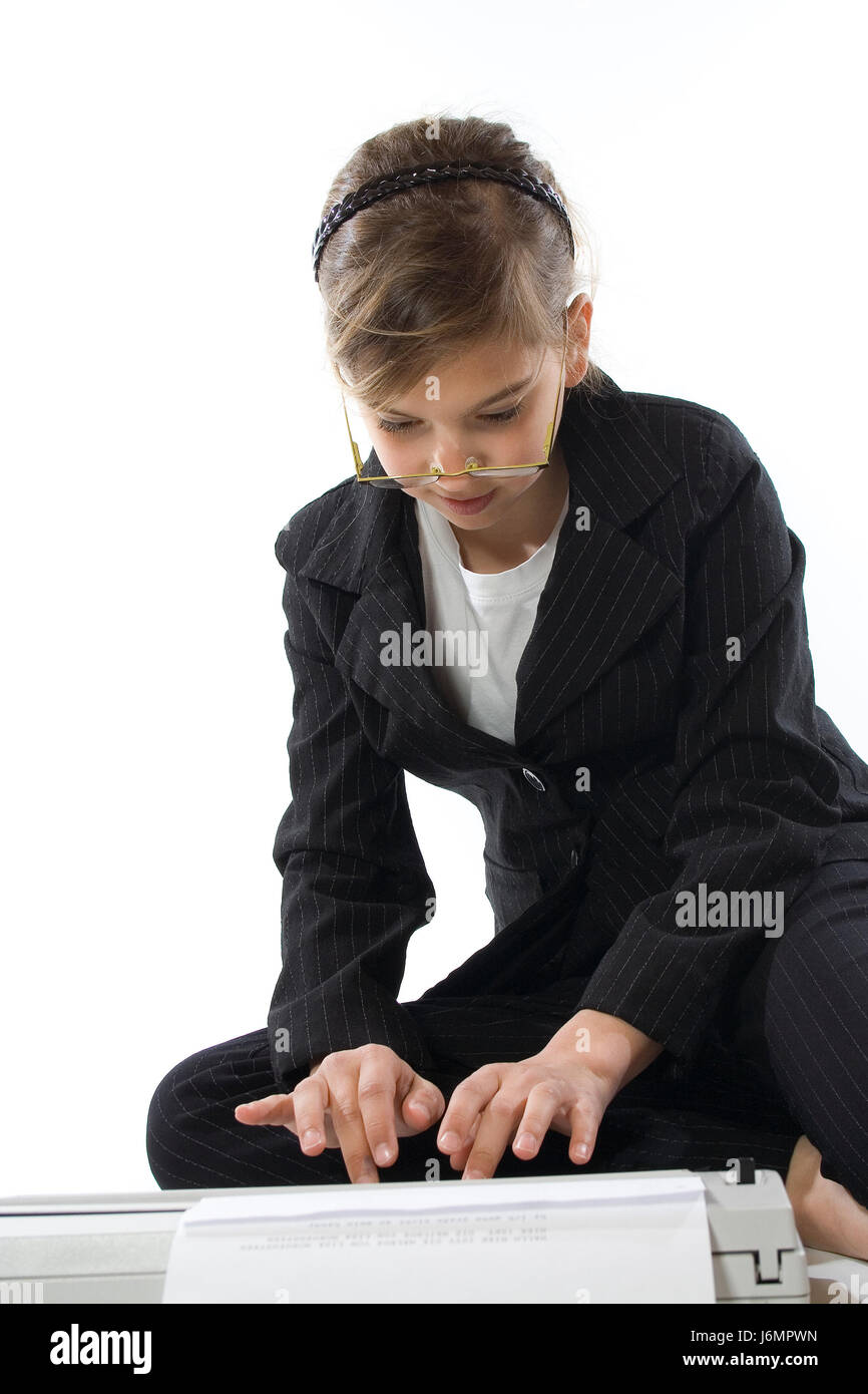 write wrote writing writes portrait typewriter child girl girls earnest ...