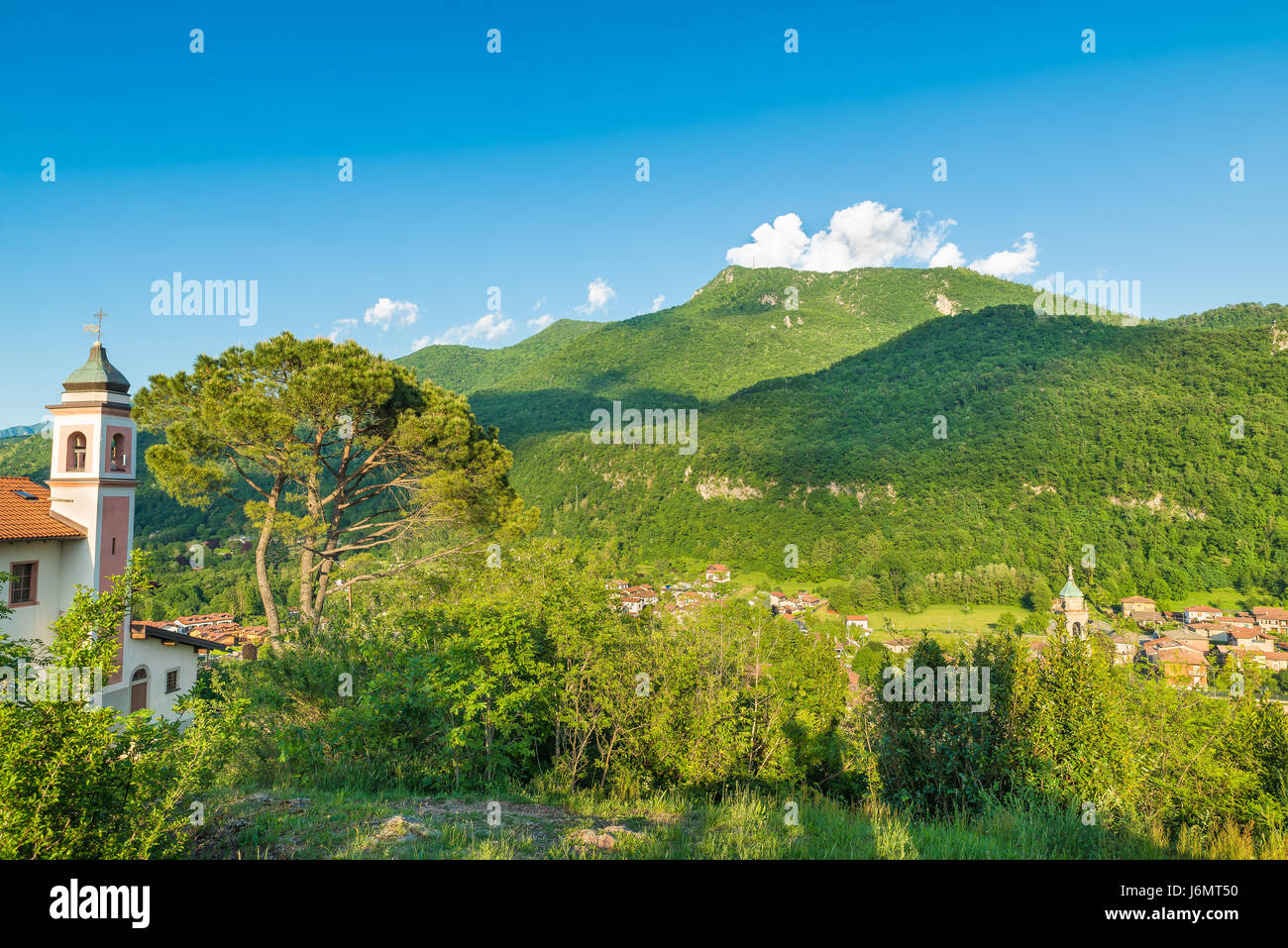 Besano, Italy. Starting point for the Italian side of Mount San Giorgio ...