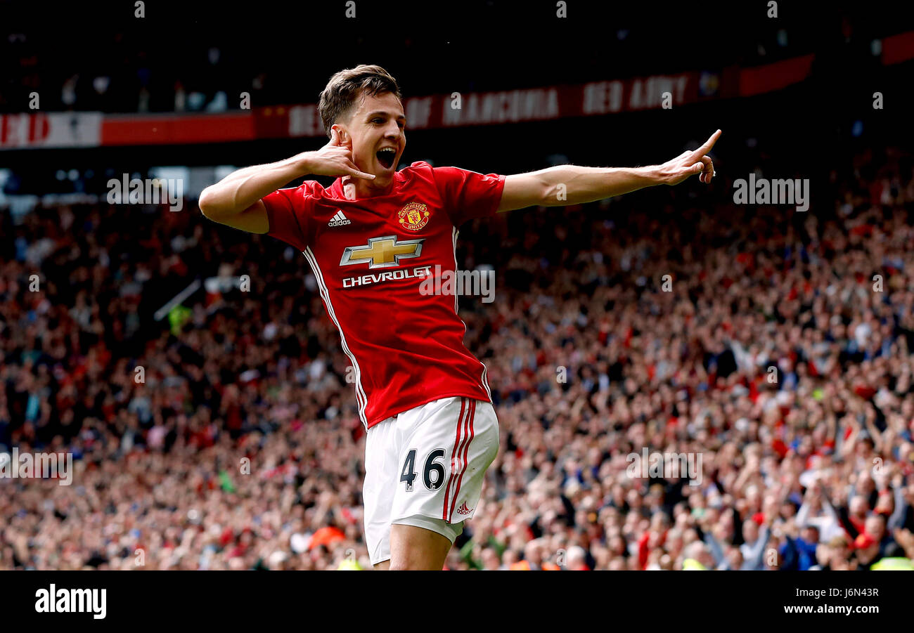 Manchester United's Josh Harrop celebrates scoring his side's first ...