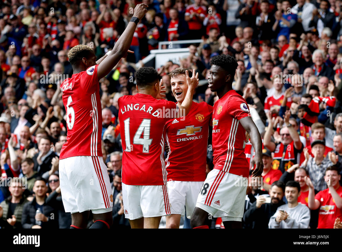 Manchester United's Josh Harrop (second right) celebrates scoring his ...