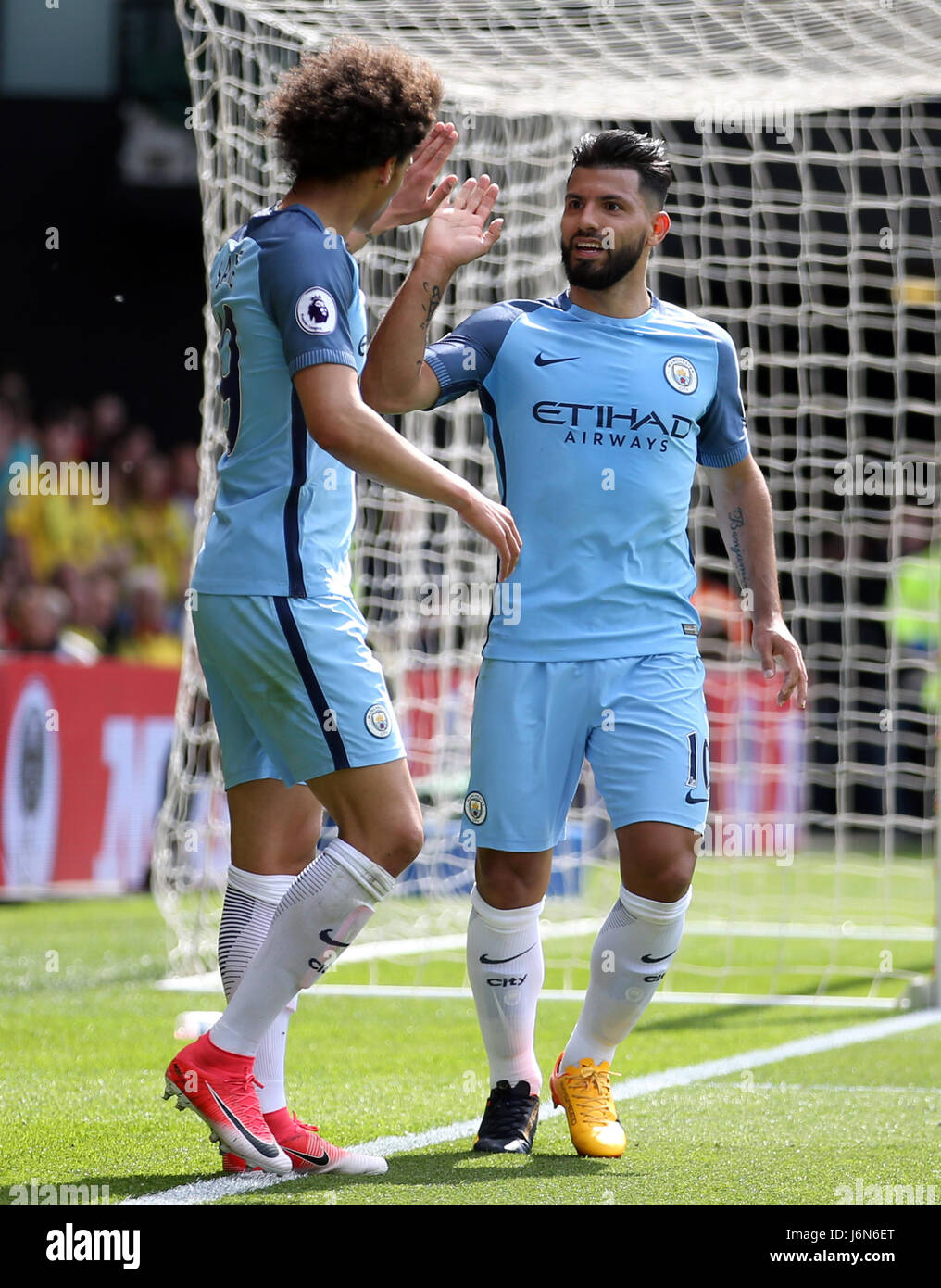 Manchester Citys Sergio Aguero Celebrates Scoring His Sides Third Goal