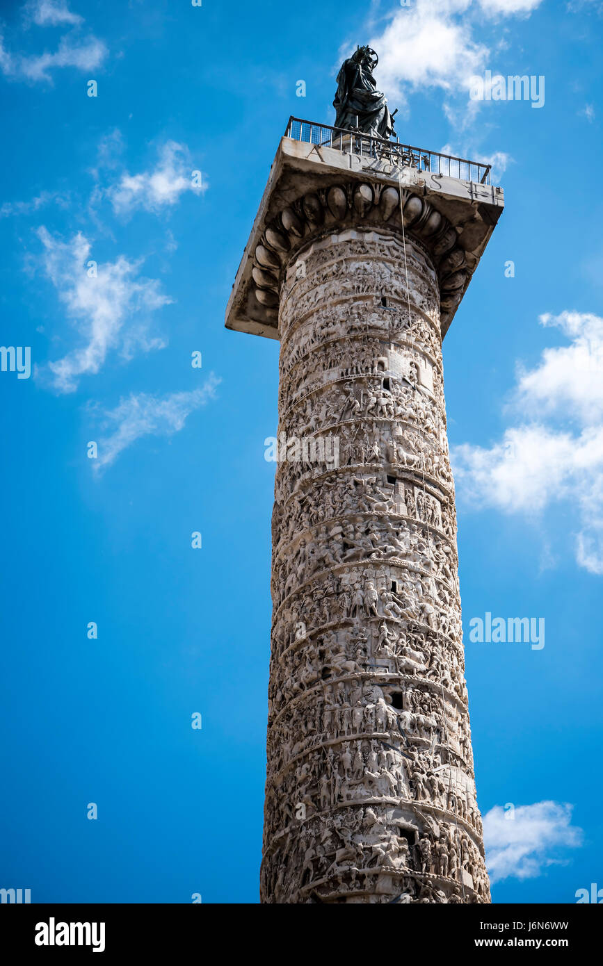 The Triumphal Column of Emperor Marcus Aurelius on Montecitoria in Rome ...