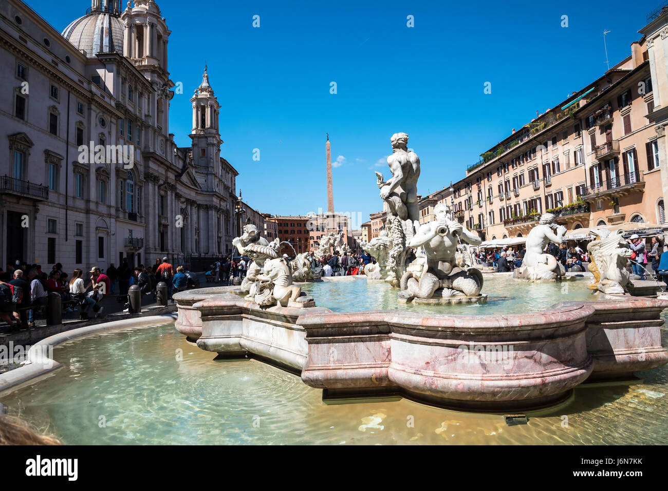 The Piazza Navona with its Fountains by Bernini and Della Porta in Rome ...
