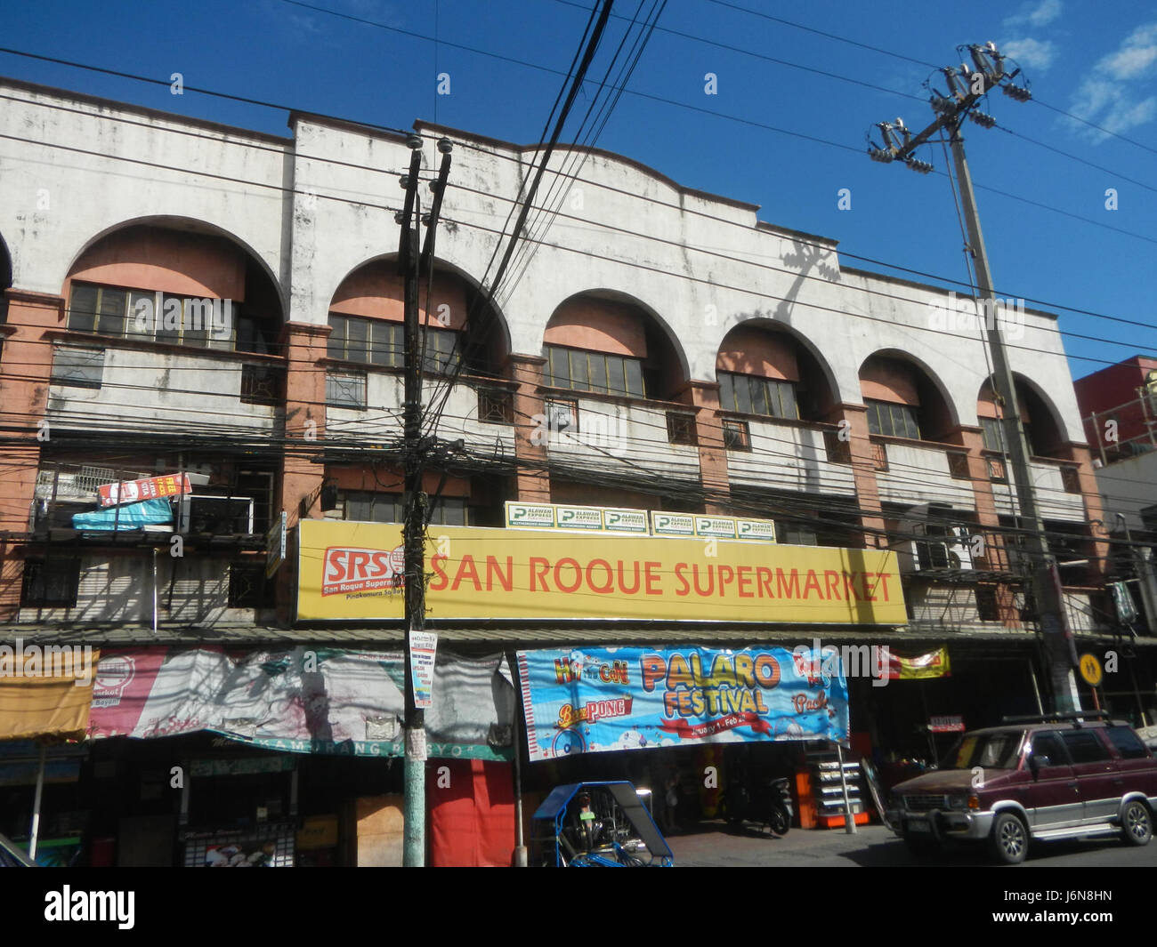 This image shows the San Roque Supermarket located in Bulacan, near Juan Luna Street, Gagalangin ...