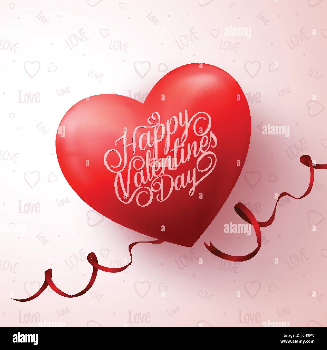 Sweet Red Heart with Happy Valentines Day Greetings Vector in Love ...