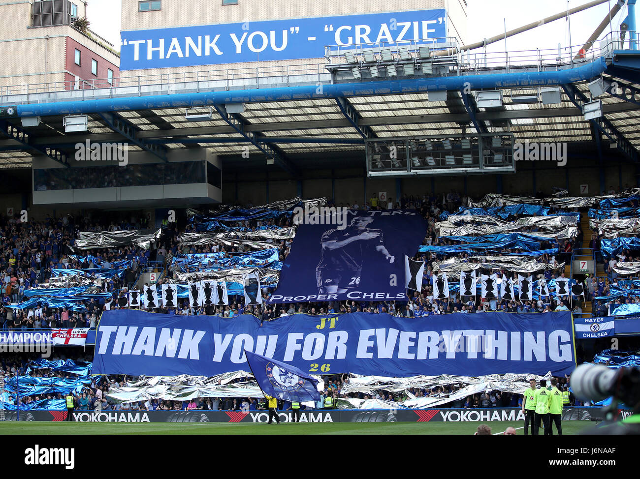 Chelsea fans display banners in the stands showing their appreciation ...