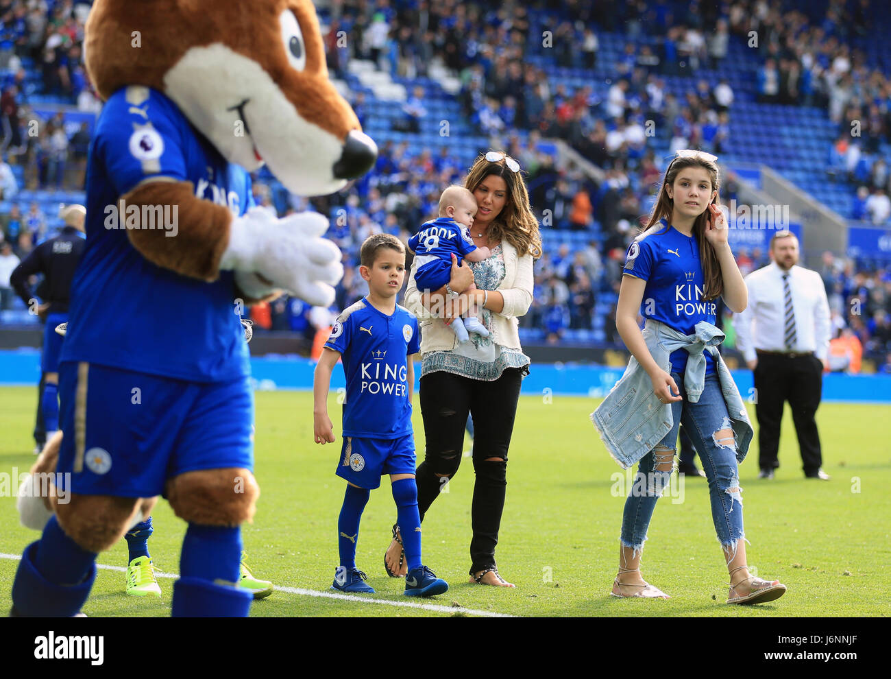 Rebekah Vardy wife of Jamie Vardy on the pitch after the Premier League ...