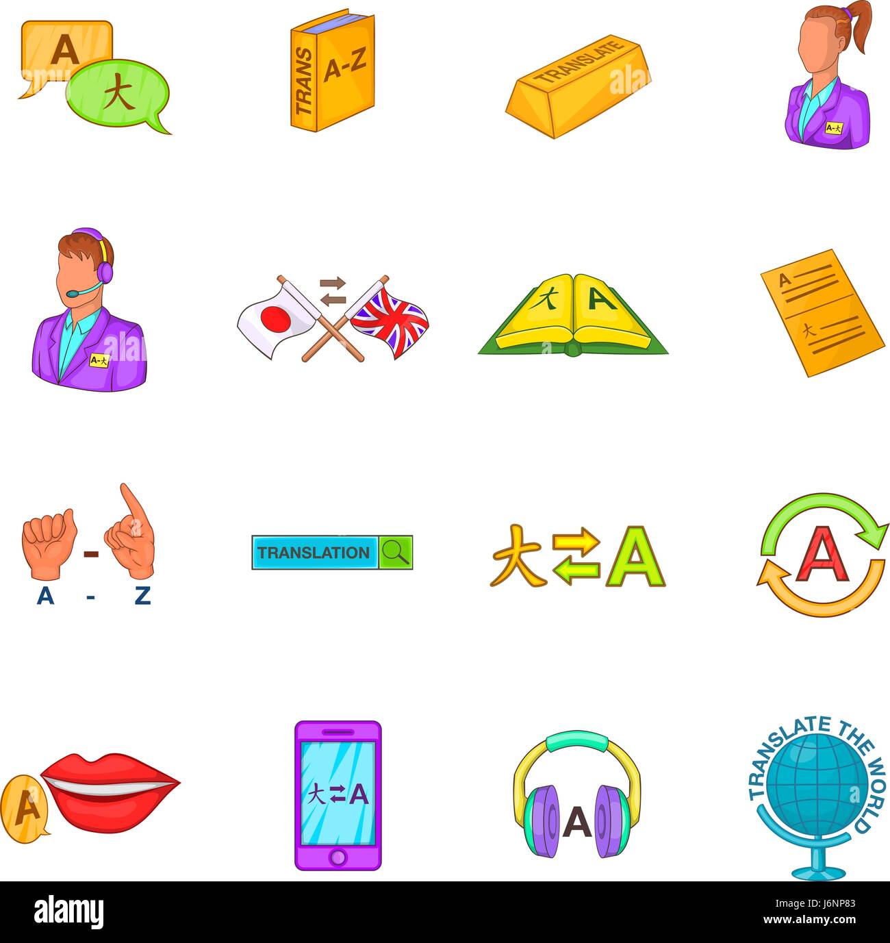 Translator icons set cartoon style Stock Vector Image & Art - Alamy