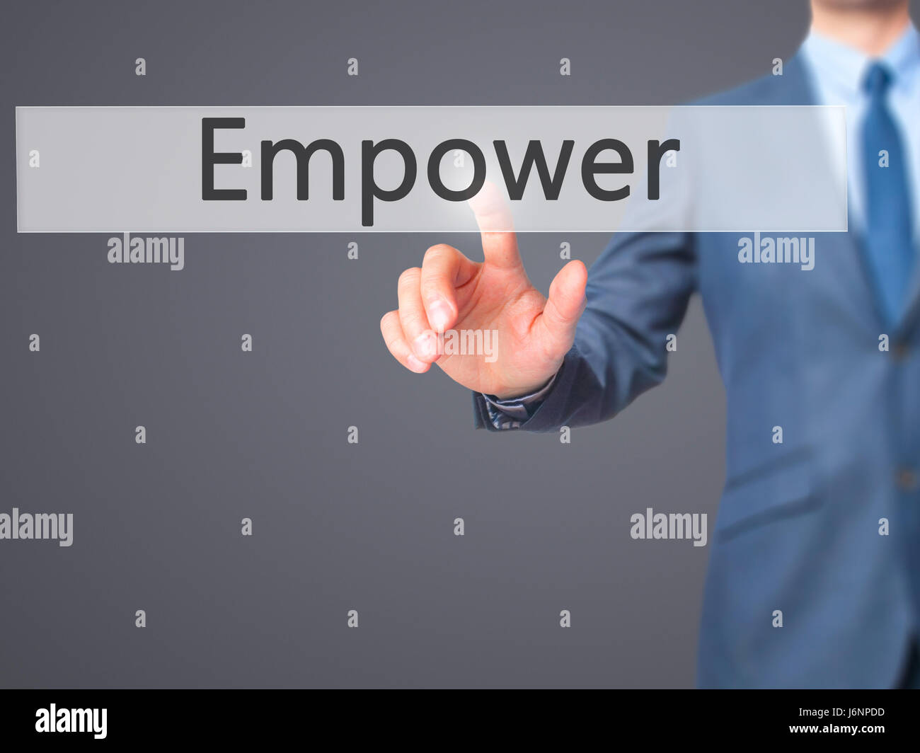 Empower - Businessman hand pressing button on touch screen interface ...