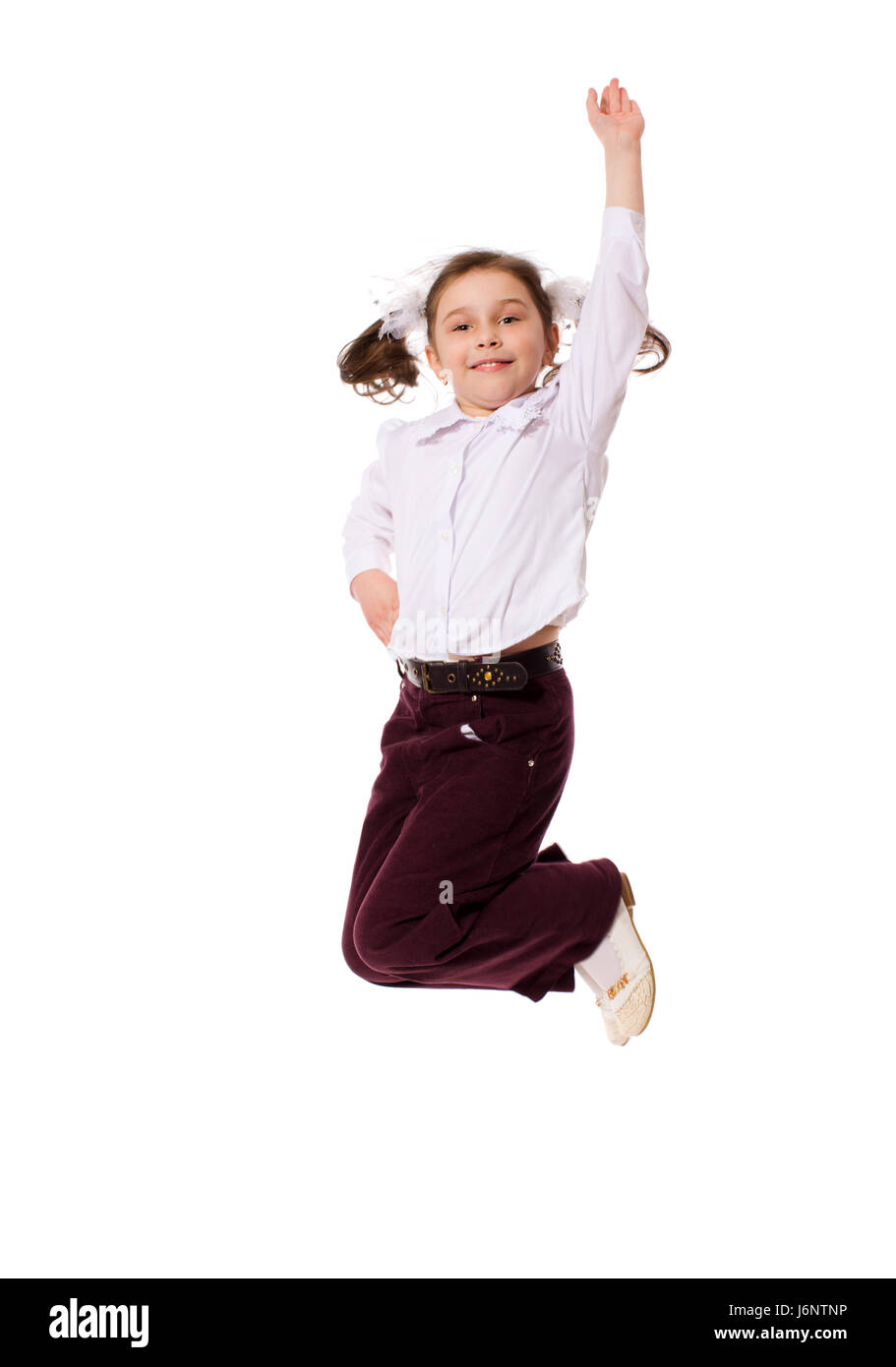 Happy excited Jumping girl isolated on white Stock Photo - Alamy