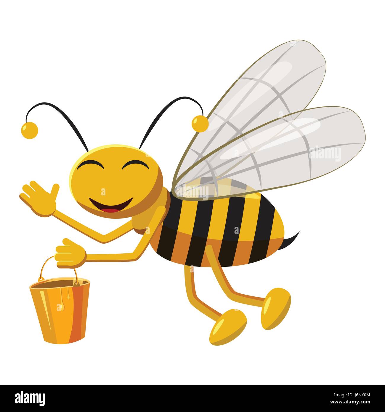 Bee with bucket of honey icon, cartoon style Stock Vector Image & Art ...