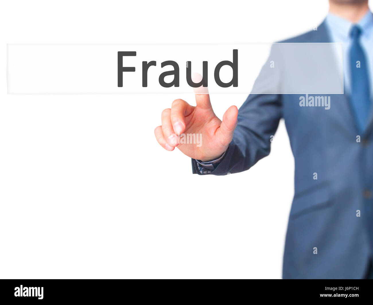 Fraud - Businessman hand pressing button on touch screen interface ...