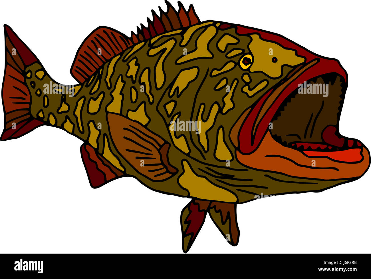 fish illustration draw cartoon big large enormous extreme powerful ...