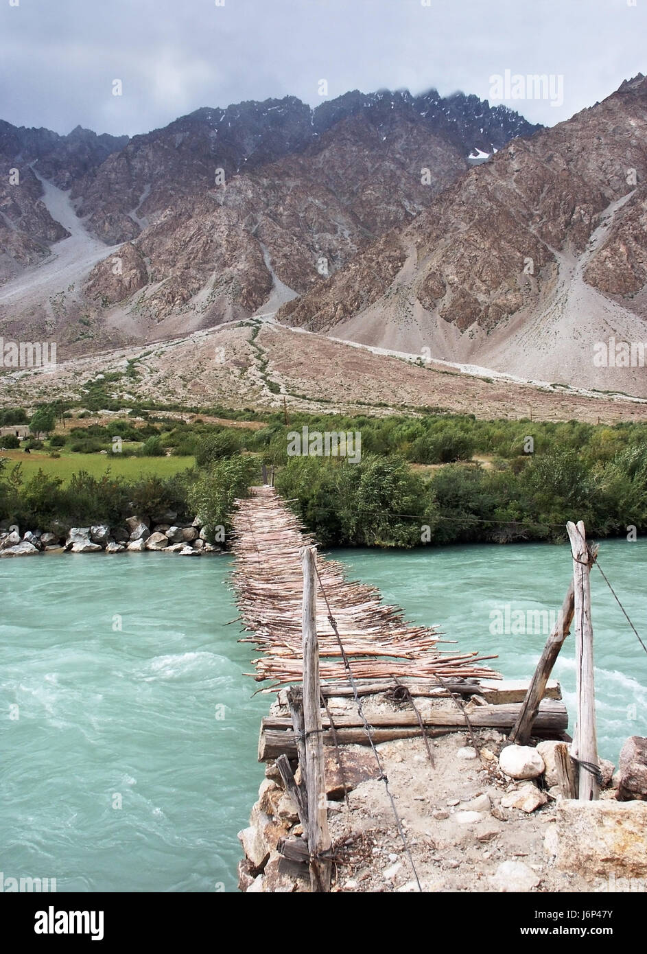 bridge footbridge bridge traditional transition high mountains balance ...