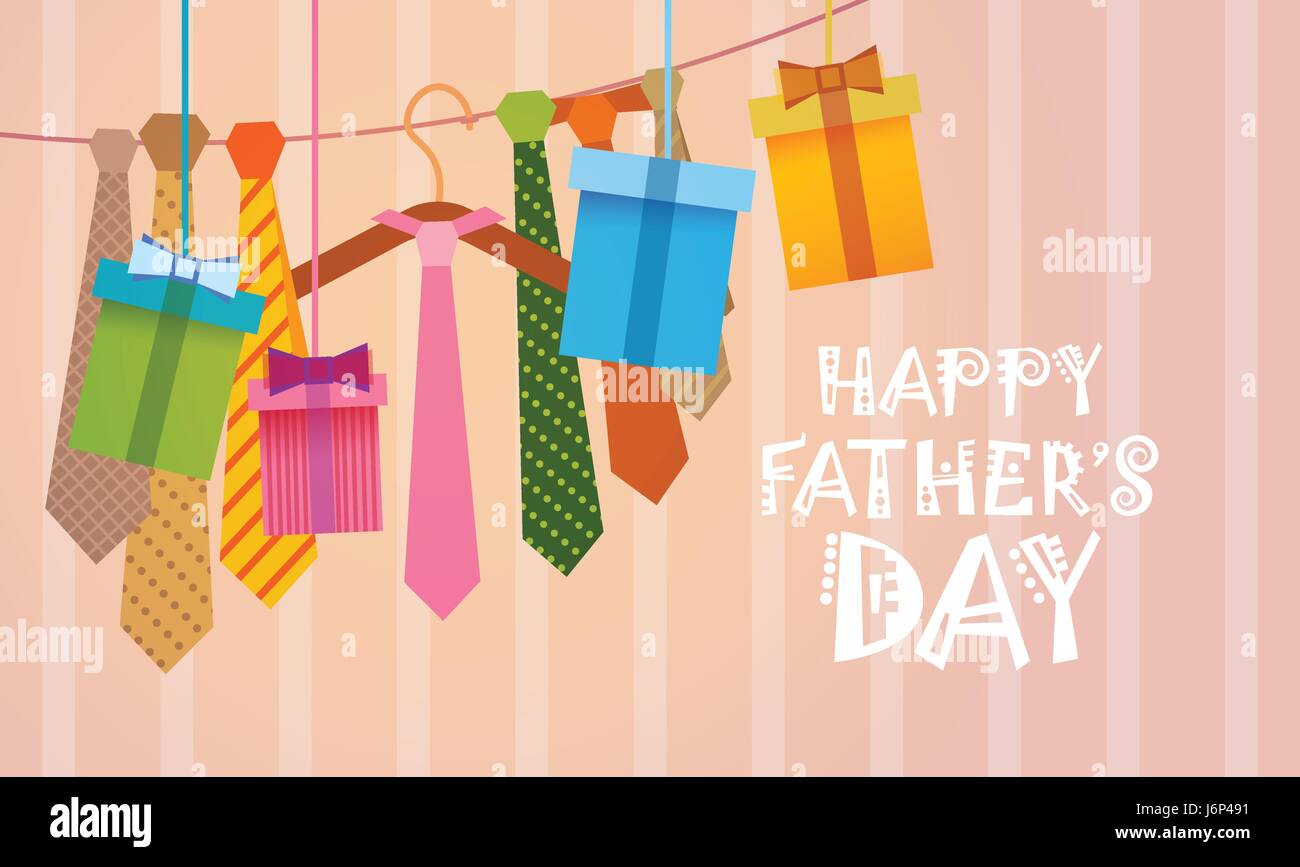 Happy Father Day Family Holiday, Necktie Greeting Card Stock Vector ...