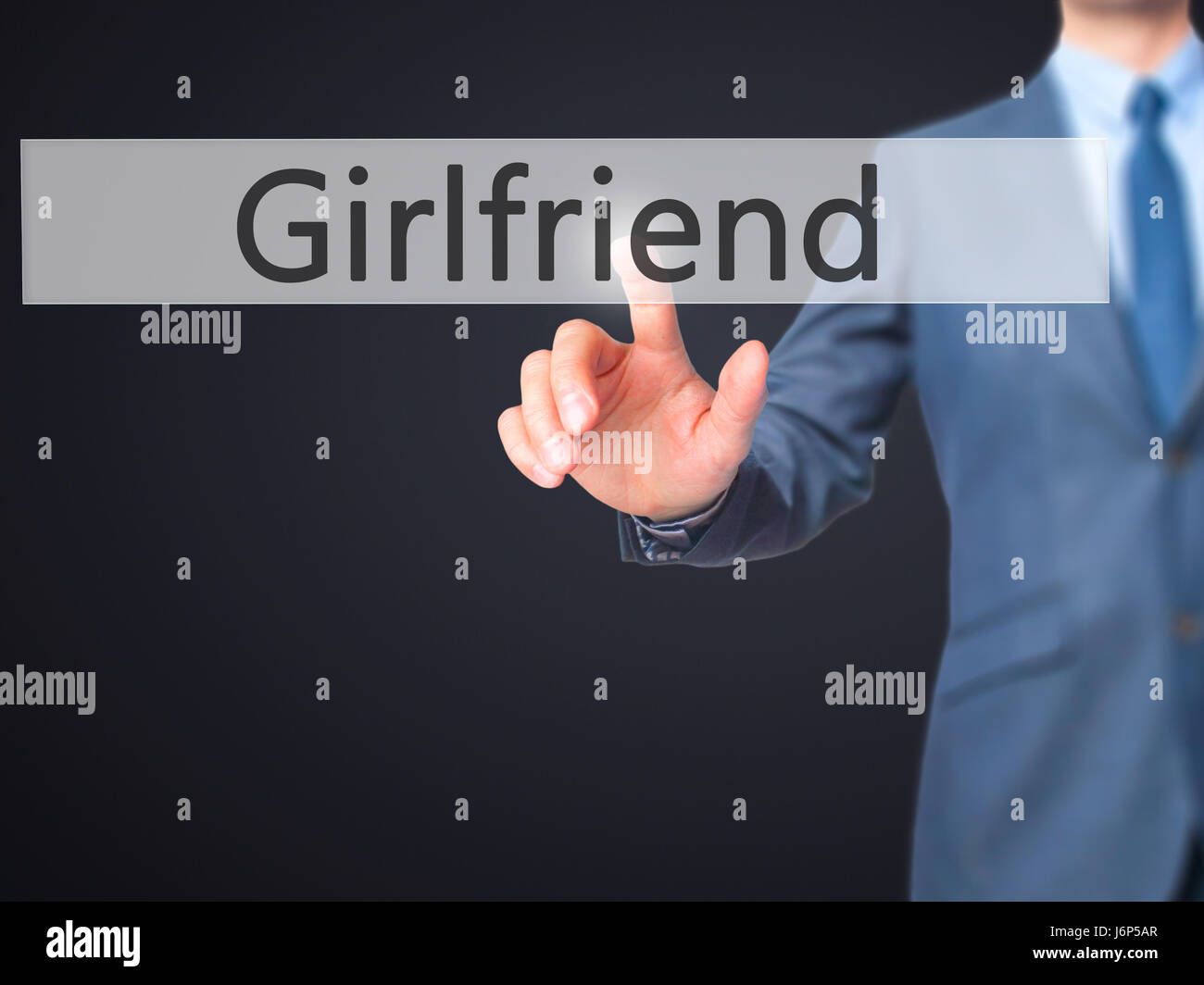 Girlfriend - Businessman hand pressing button on touch screen interface ...