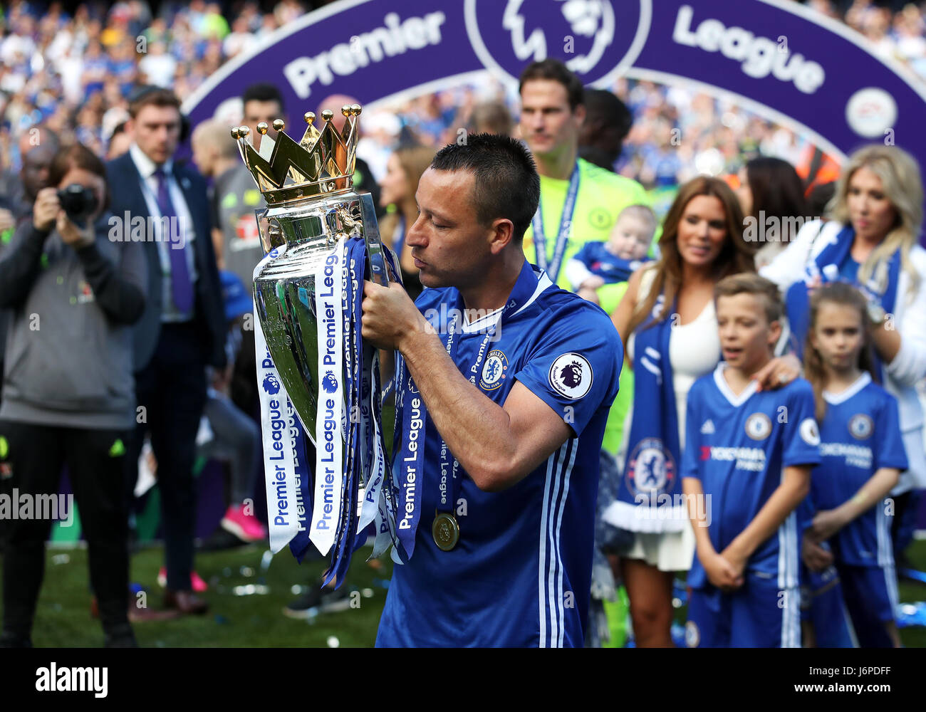 Chelsea's John Terry celebrates with the trophy after the Premier ...