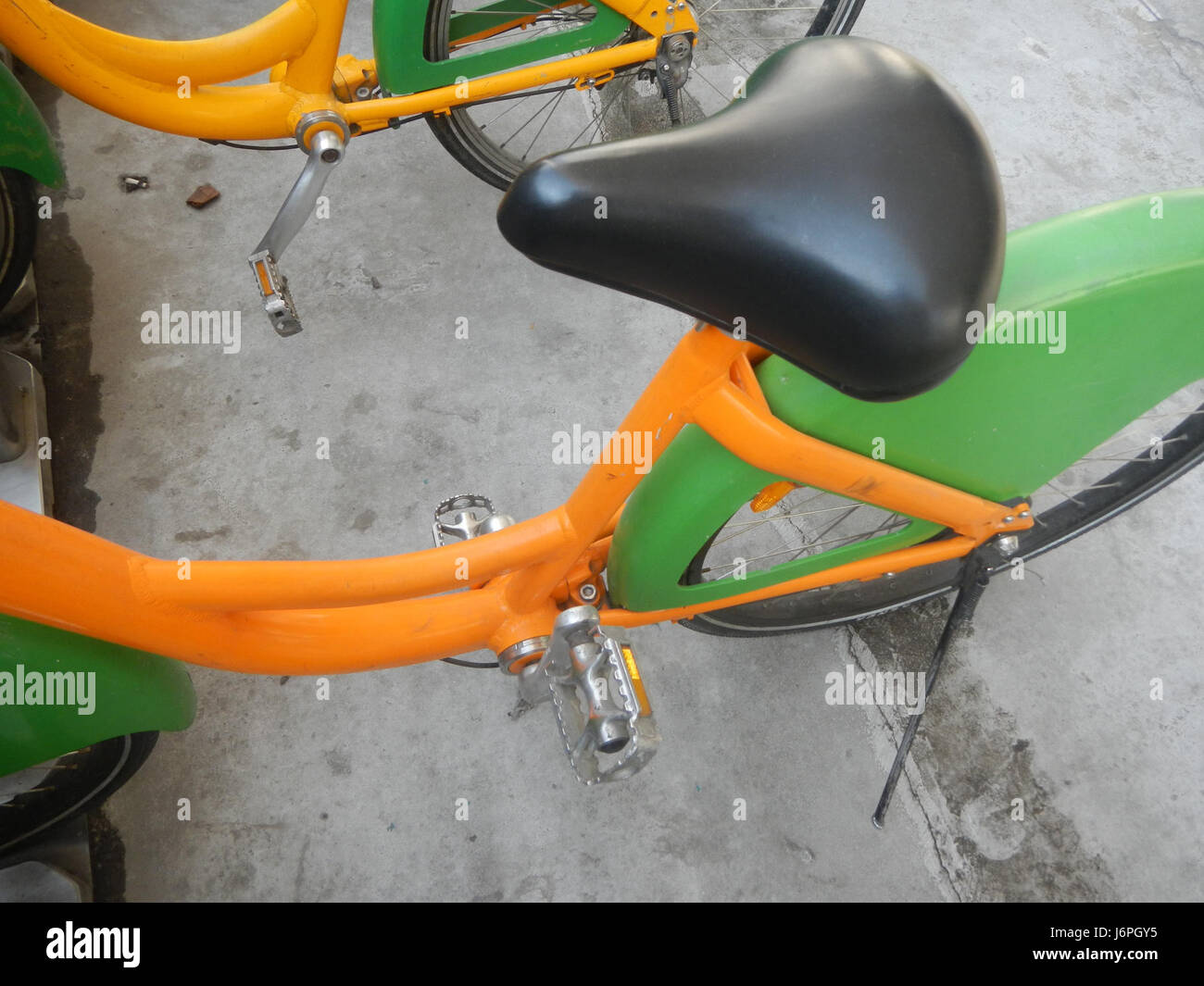 This image shows bicycles parked at the Pasig City Hall compound ...
