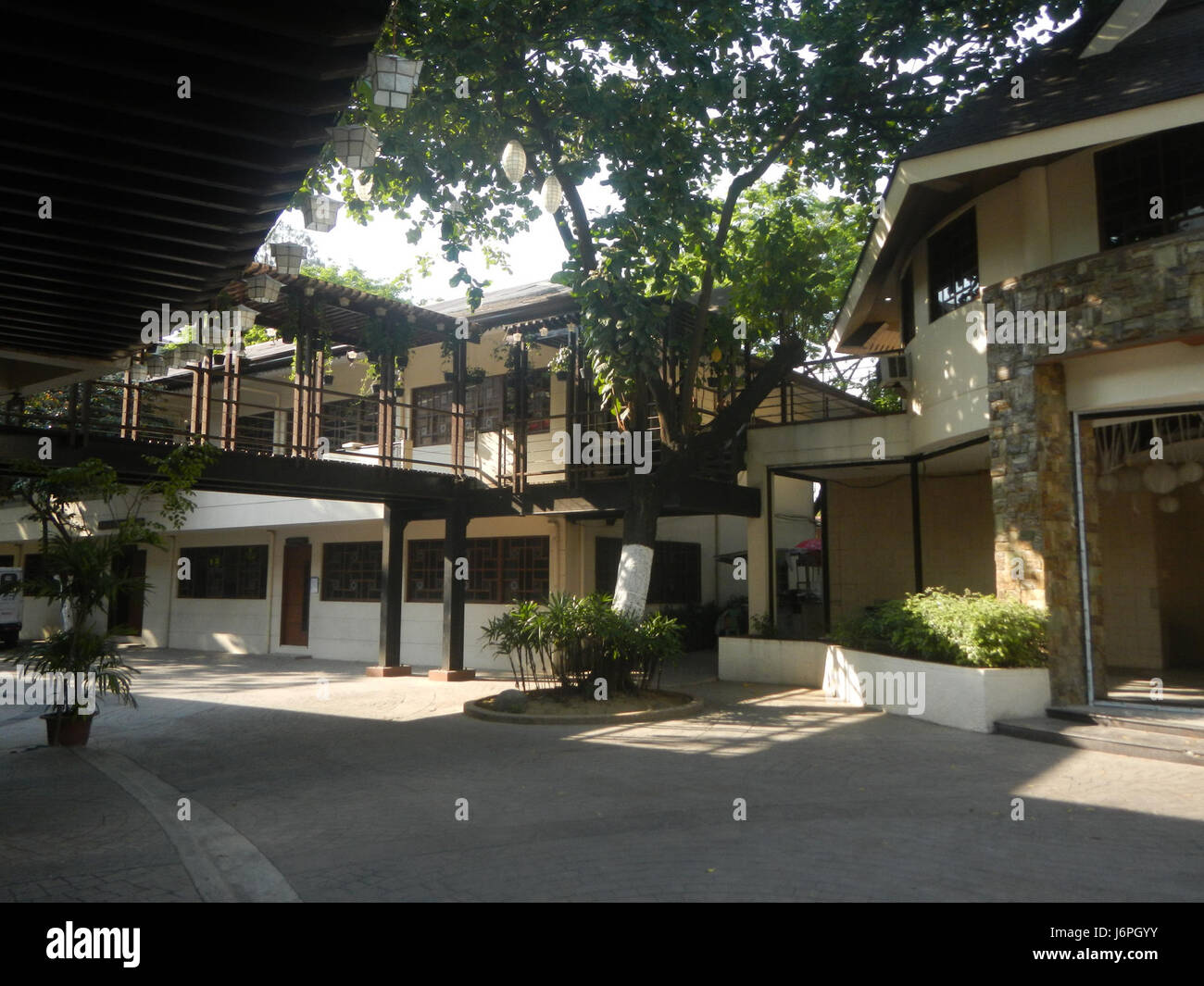 This image captures the Pasig City Hall compound with bicycle parking ...