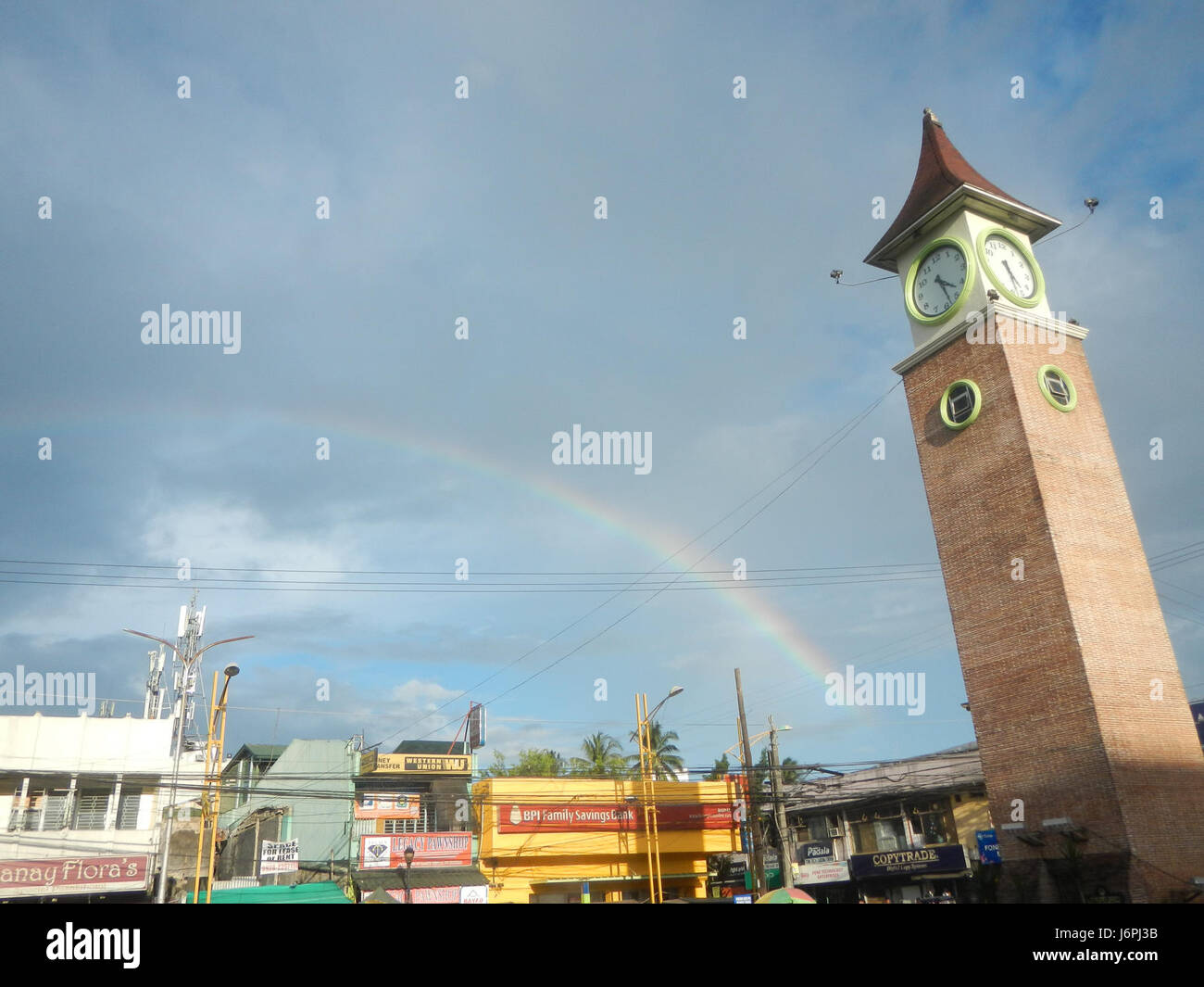 08456 Double rainbows Town Proper Glorietta Clock Tower Baliuag Bulacan ...