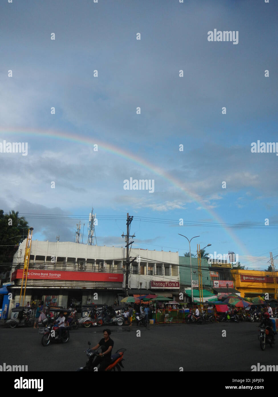 A striking view of double rainbows over the Town Proper, near the ...