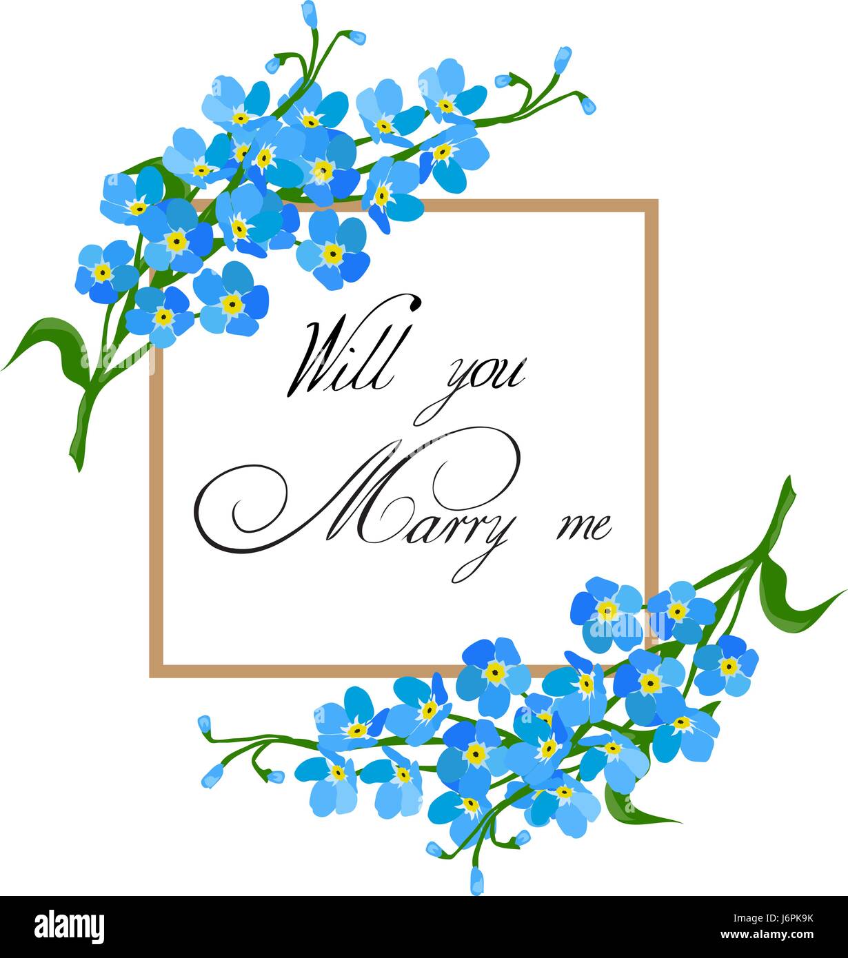 vector illustration of a floral frame will you marry me card Stock ...